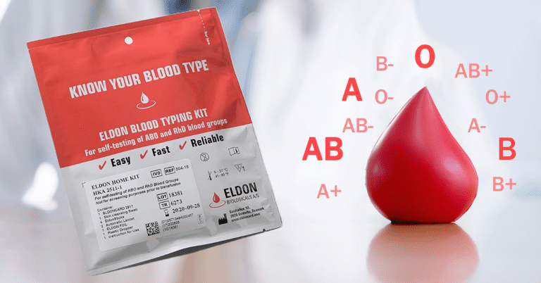 Eldoncard Blood Type Test Kit - A, B, O, AB & RH